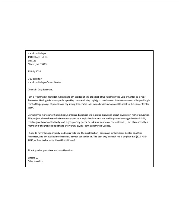 20+ Sample College Application Letters - PDF, DOC