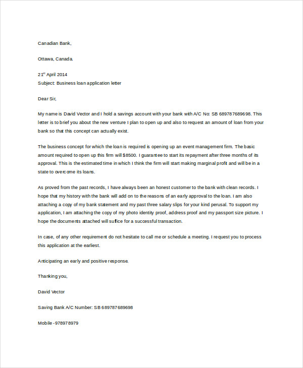 FREE 22+ Loan Application Letters Templates, PDF, DOC