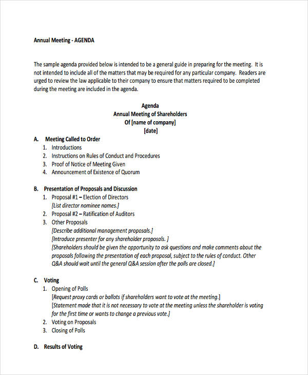 26+ Agenda Format Templates