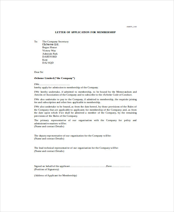 15+ Sample Membership Application Letters - PDF, Word