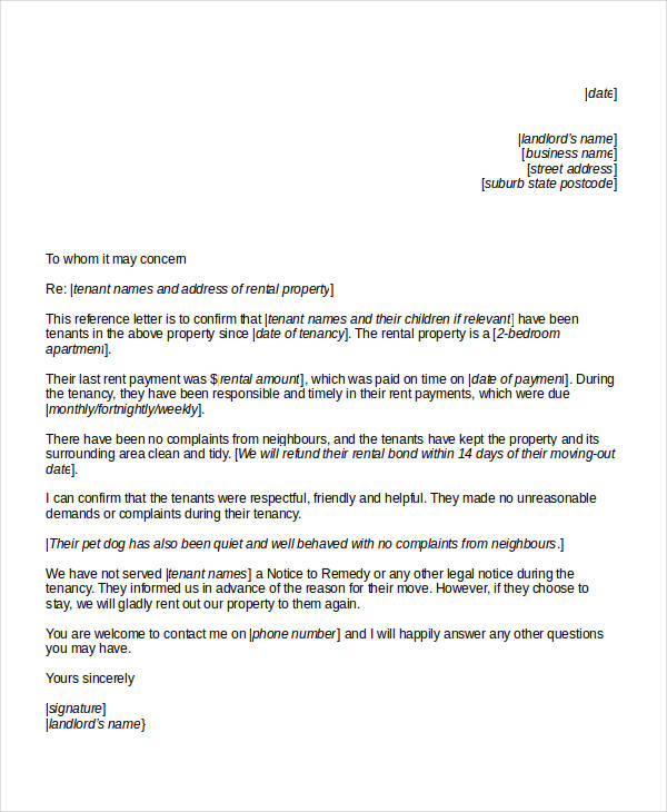 11+ Rental Reference Letter Templates - Word, PDF, Apple Pages