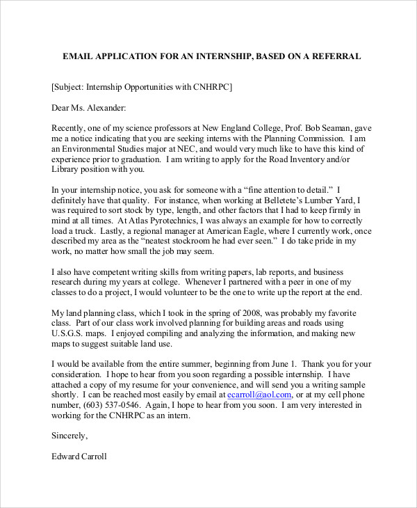 11+ Sample Email Application Letters