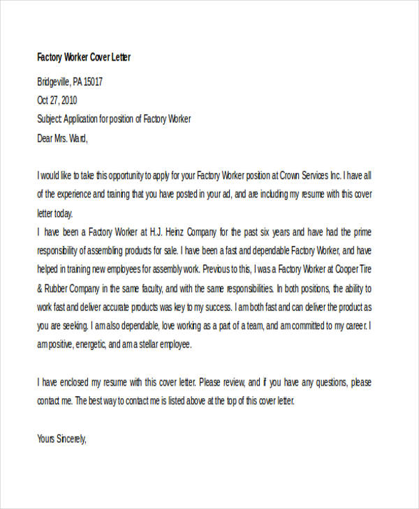 24+ Sample Work Application Letters