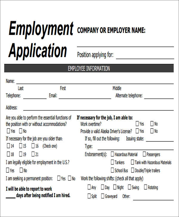 49+ Job Application Form Templates