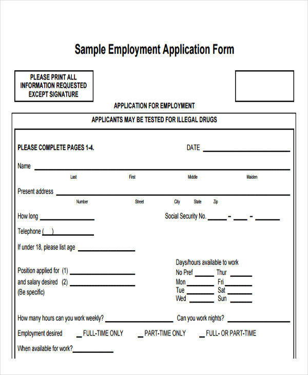 49+ Job Application Form Templates