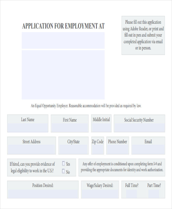 49+ Job Application Form Templates