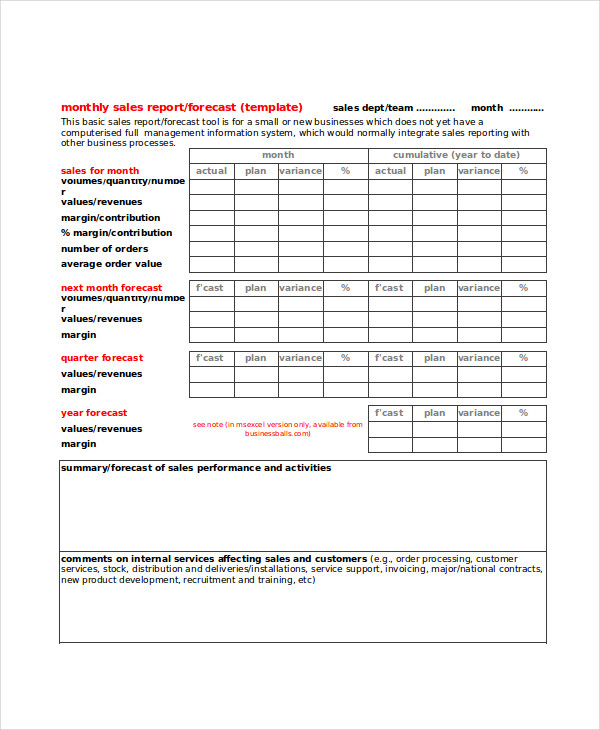 How To Write A Monthly Sales Report Sample PDF Template