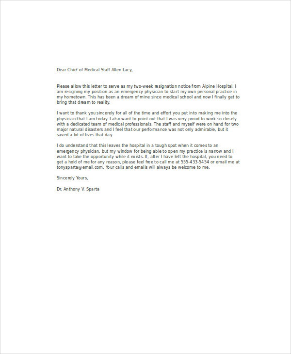 Medical Resignation Letters Template - 11+ Free Word, PDF Format Download