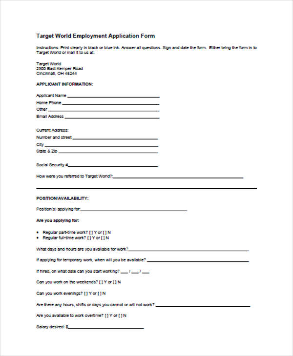 49+ Job Application Form Templates
