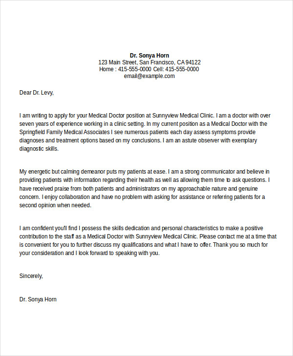 Free 14+ Sample Job Application Letter for Doctors