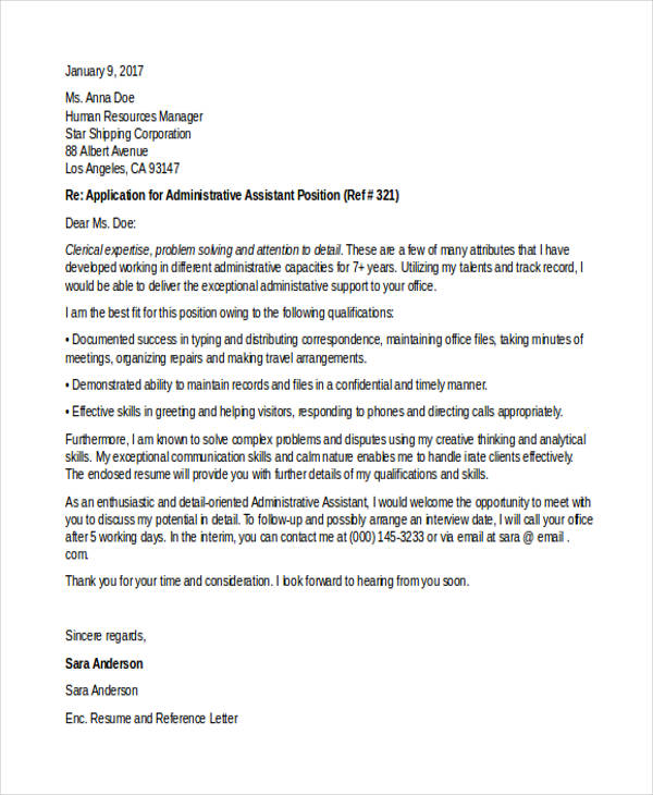 Application Letter For An Office Assistant