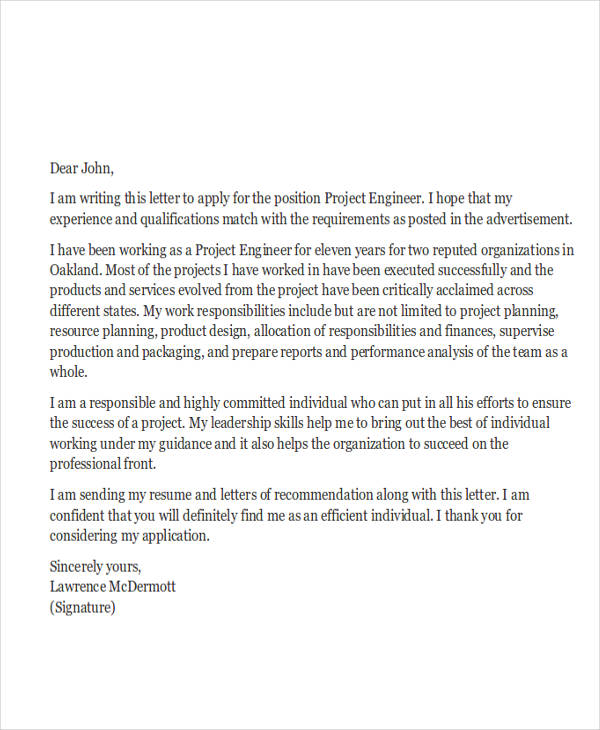 Application Letter For Employment Civil Engineer Example Application 