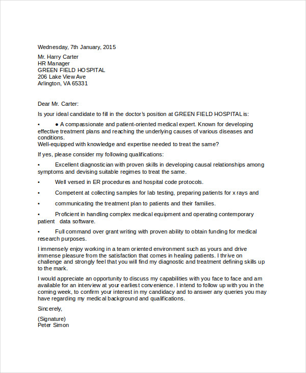 Free 14+ Sample Job Application Letter for Doctors