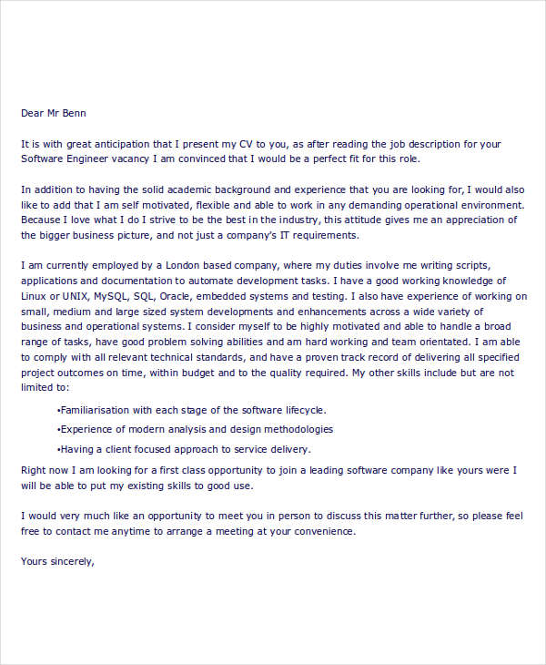 9 Job Application Letters For Engineer Free Sample Example Format 