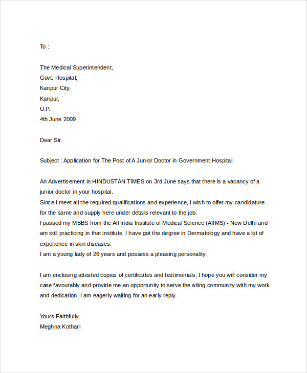 Applying For A Position Letter