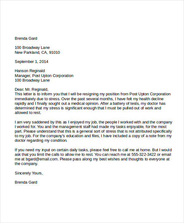 Resignation Letter Due To Ill Health Sample Cv For An Undergraduate Student Resume Resume 