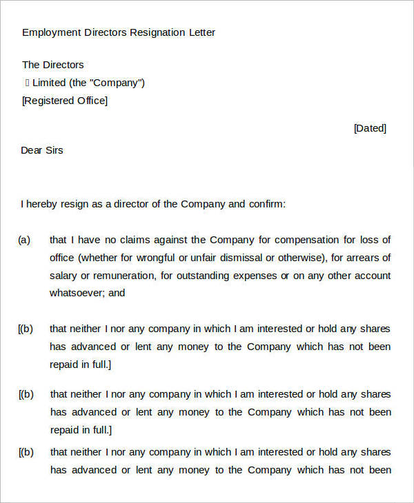 Sample Director Resignation Letters - 14+ Free Sample, Example Format ...