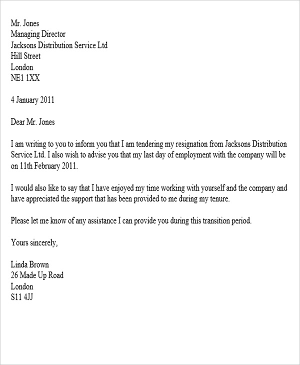 Sample Corporate Resignation Letters 10 Free Sample Example Format