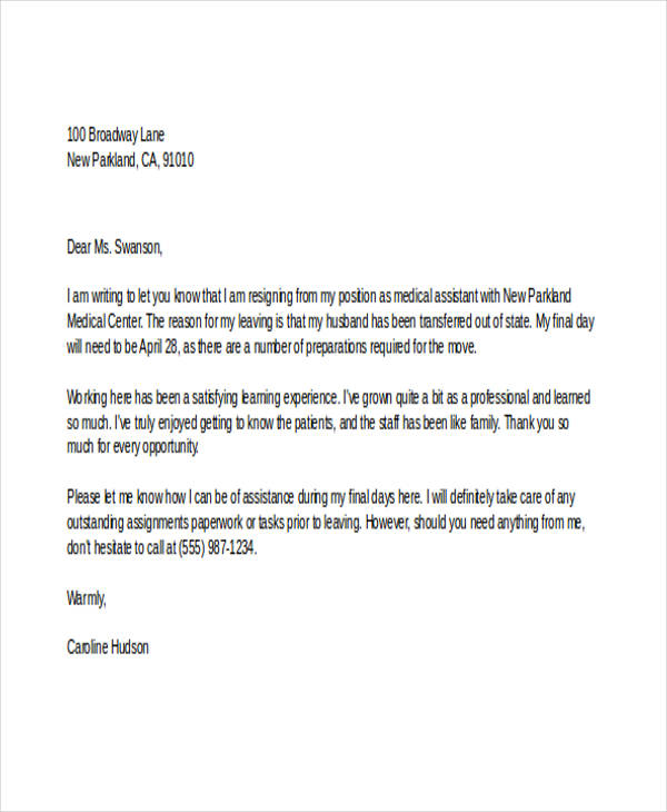 Resignation Letter About Health Ideas 2022
