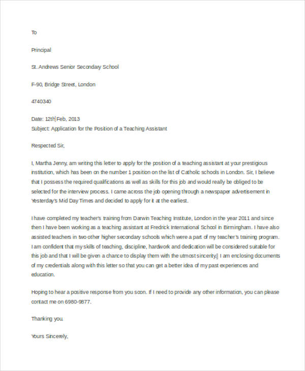 11 Sample Job Application Letters Free Sample Example Format Download