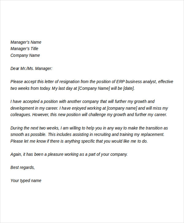 10 Business Resignation Letters Free Sample Example Format Download 10 Business Resignation Letters Free Sample Example Format Download