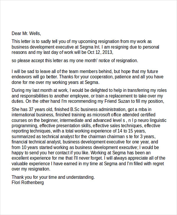 10+ Business Resignation Letters - Free Sample, Example, Format Download