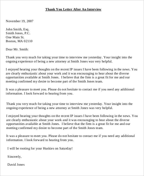 Sample Letter For Thank You For Meeting Thank You Letter For A 