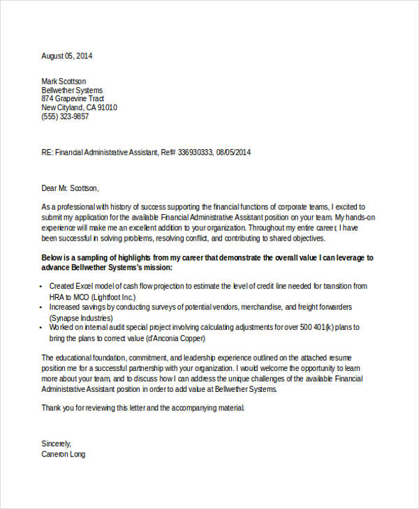 10+ Job Application Letter For Administrative Assistant - Free Sample ...