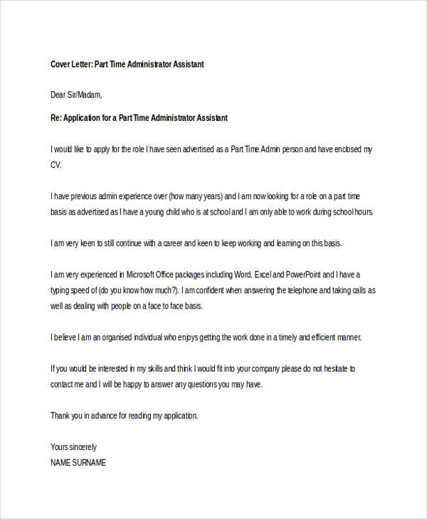 10+ Job Application Letter For Administrative Assistant - Free Sample ...
