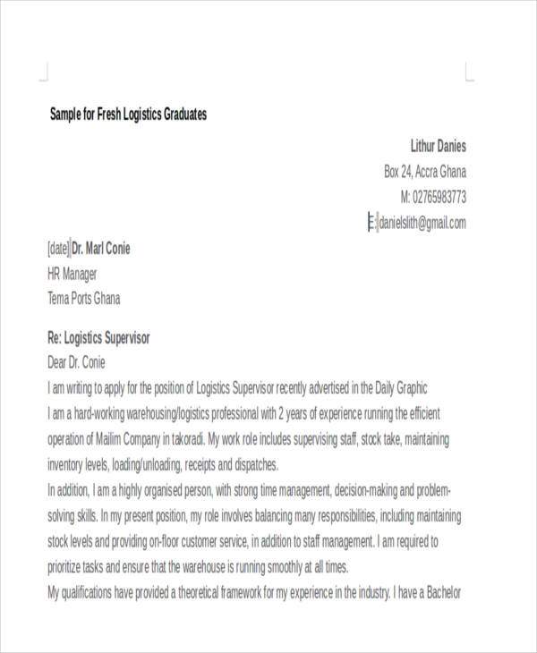 Application Letter Sample For A Fresh Graduate Mechanical Engineer 