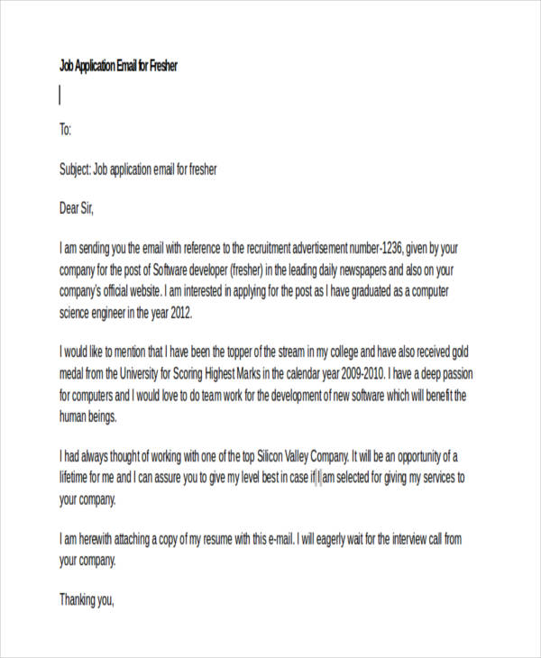 17 Sample Job Application Letters For Fresher Graduates PDF Word