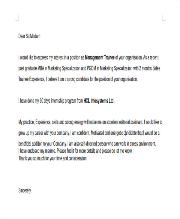 Application Letter Sample For Any Position Fresh Graduate