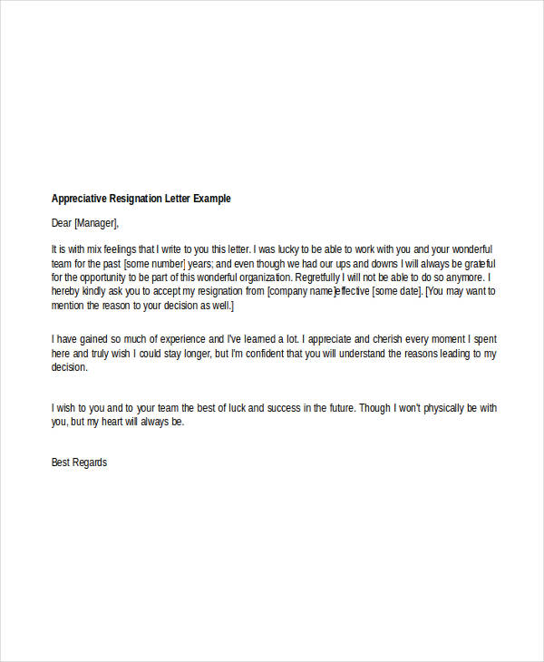 Letter Of Resignation With Gratitude Template Sample Resignation Letter