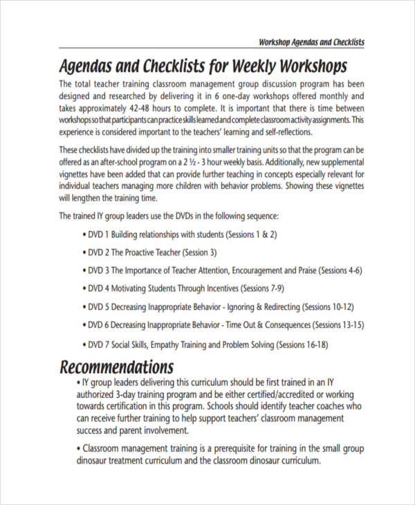 16+ Classroom Agenda Examples - Free Sample, Example Format Download