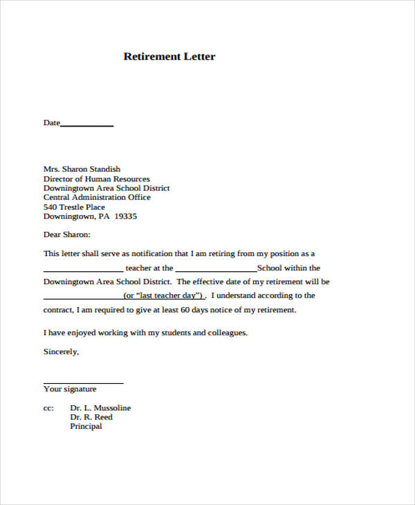 12+ Retirement Resignation Letter Template - Free Word, PDF Format Download