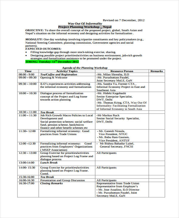 Workshop Agenda Samples - 17+ Free Sample, Example Format Download