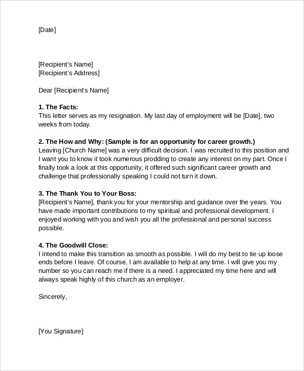 15+ Church Resignation Letter Template - Free Sample, Example, Format ...
