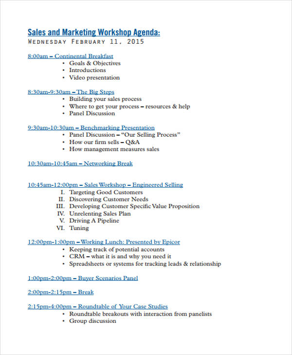 Workshop Agenda Samples - 17+ Free Sample, Example Format Download