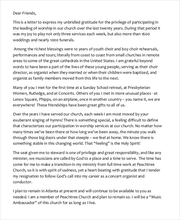 15+ Church Resignation Letter Template - Free Sample, Example, Format ...