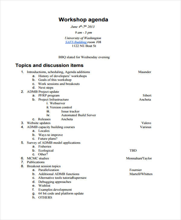 Workshop Agenda Samples - 17+ Free Sample, Example Format Download