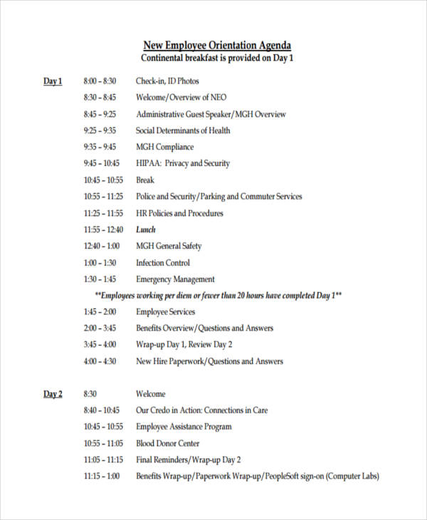 Sample Program Agenda Templates 11 Free Sample Example Format Download