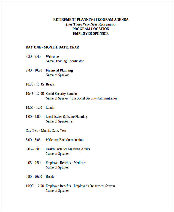 Sample Program Agenda Templates - 11+ Free Sample, Example Format Download