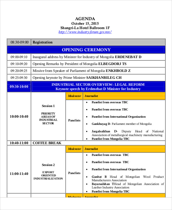 Ceremony Agenda Templates - 9+ Free Word, PDF Format Download