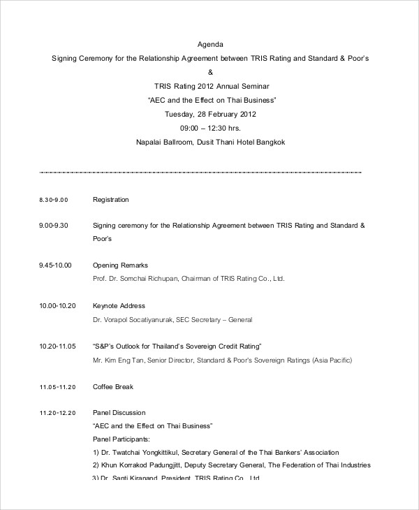 Ceremony Agenda Templates - 9+ Free Word, PDF Format Download