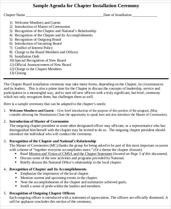 Ceremony Agenda Templates - 9+ Free Word, PDF Format Download