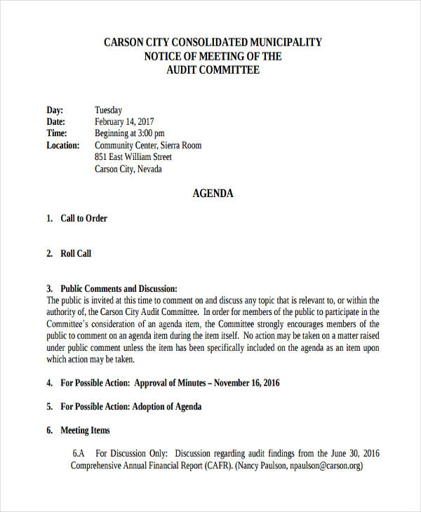 Audit Agenda Templates - 9+ Free Word, PDF Format Downlaod