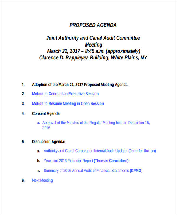 Audit Agenda Templates 9 Free Word PDF Format Downlaod Audit Agenda Templates 9 Free Word PDF Format Downlaod