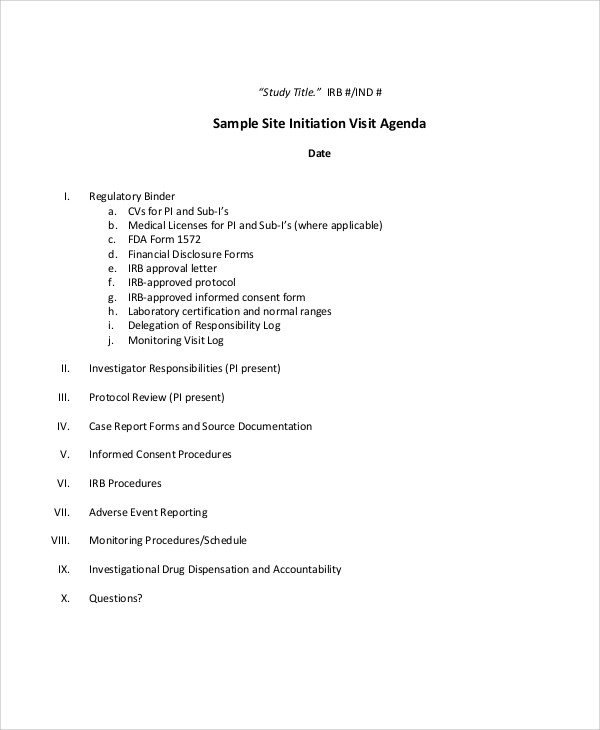 10+ Sample Visit Agenda - Free Sample, Example Format Download
