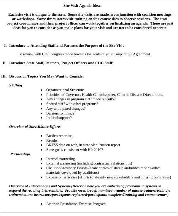 10+ Sample Visit Agenda - Free Sample, Example Format Download