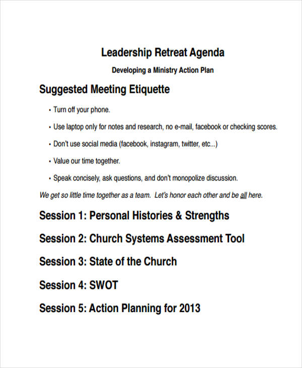 10+ Retreat Agenda Templates - Free Word, PDF Format Download